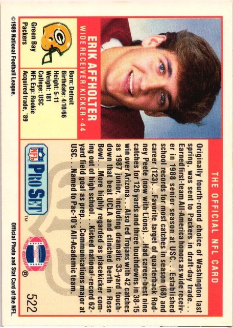 1989 Pro Set - #522 Erik Affholter (RC) for sale online | eBay