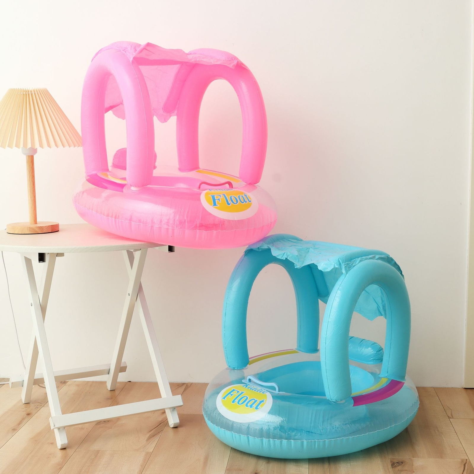 Trendy Baby Toddler Sitting Ring With Handle Sunshade Canopy Seat Ring ...