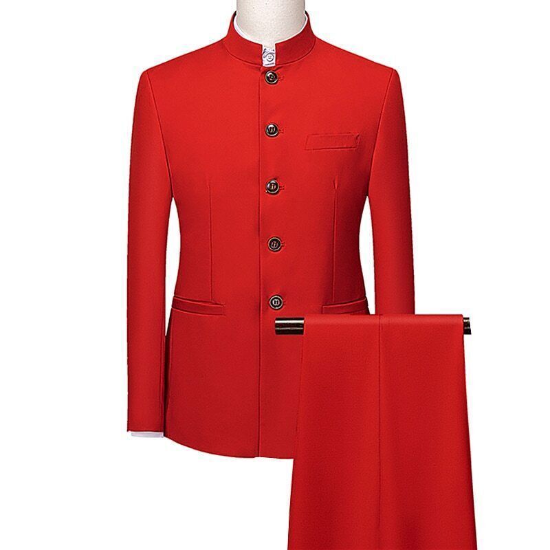 Fashion Men Retro Tang Suit 2 Piece Set Blazer Jackets Pants Outfits ...