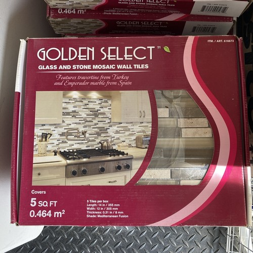 Golden Select Glass/Stone Mosaic Wall Tiles Mediterranean Fusion 9 ...