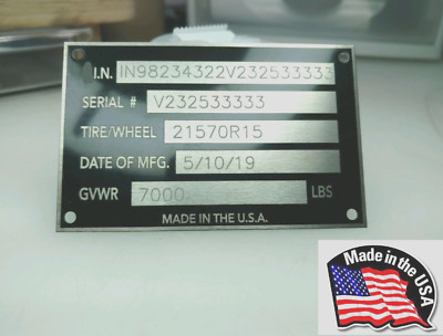 ENGRAVED 5 LINE TRAILER ID DATA PLATE NUMBER DATA TAG NAMEPLATE | eBay