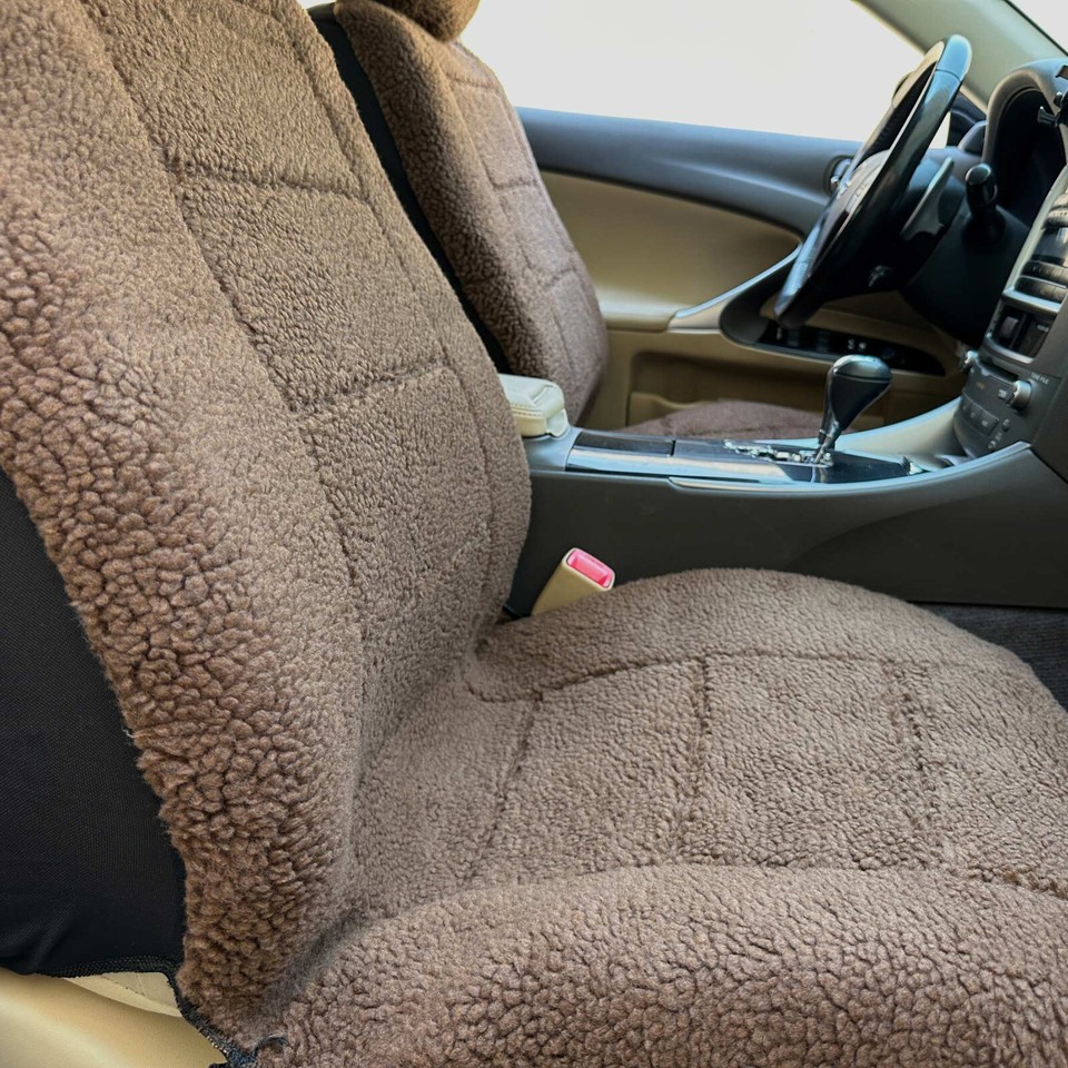For Toyota Tacoma 2007 Warm Soft Brown Faux Sheepskin Front Car Seat ...