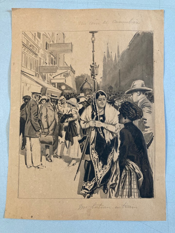 Very Pretty Painting Watercolour 1920 Art Deco Trip Rue Marseille ...