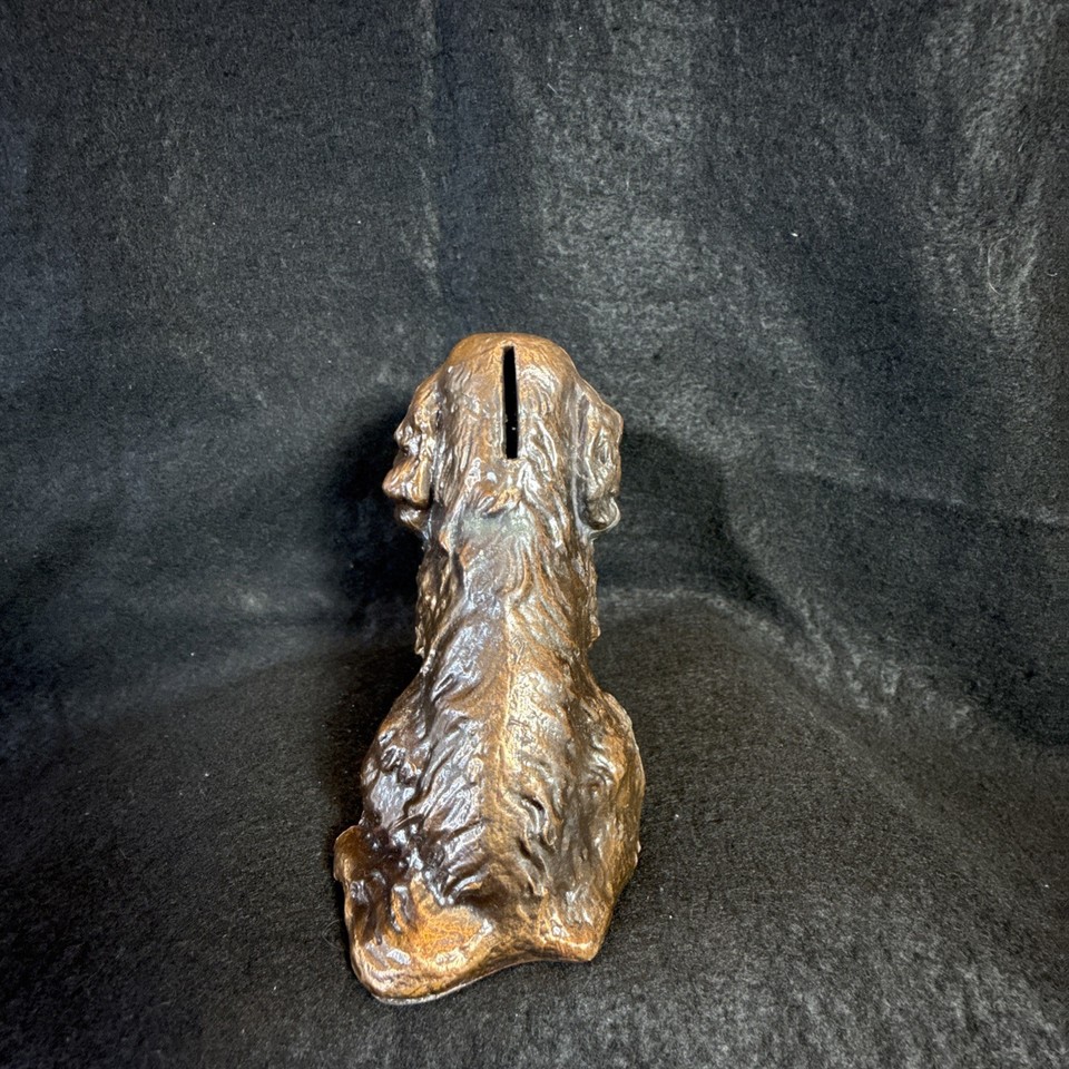 Vintage Metal Cocker Spaniel Dog Bank - Red Glass Eyes USA Made | eBay