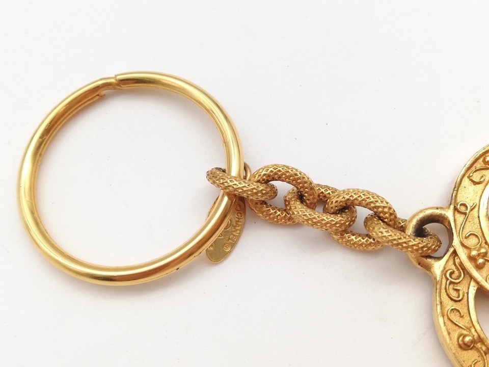 Chanel Charm Here Mark Keychain Gold Logo Strap Used | eBay