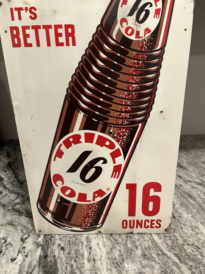 Vintage Triple Cola Soda Drink Embossed Country Store Tin Sign Original ...