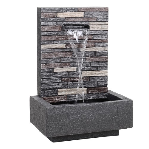 Outdoor Water Feature Fountains Electric Plug-In Resin Garden Cascading ...