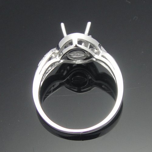 Solid 14K White Gold 5X7mm Oval Cut Semi Mount Diamond Wedding Fine ...