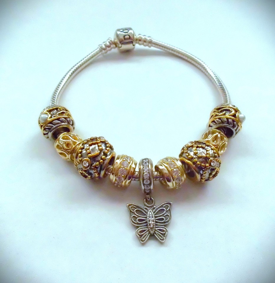 PANDORA 7.5" GENUINE BRACELET CHARMS INCLUDED [ only 1 Pandora Charm ...