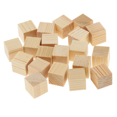 Natural Wooden Cube Blocks Unfinished Wood Shapes for DIY Crafts Kids ...