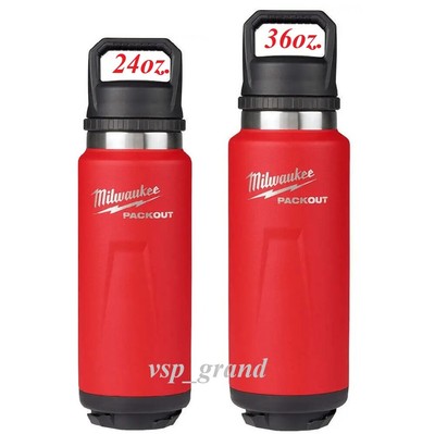 NEW MILWAUKEE PACKOUT BOTTLE 24oz 36oz INSULATED THERMOS & MOUNT 48-22 ...