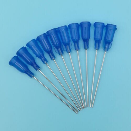 Industrial 25Pcs Blue Dispensing Needles Syringe Needle 1.5" 22 Gauge ...