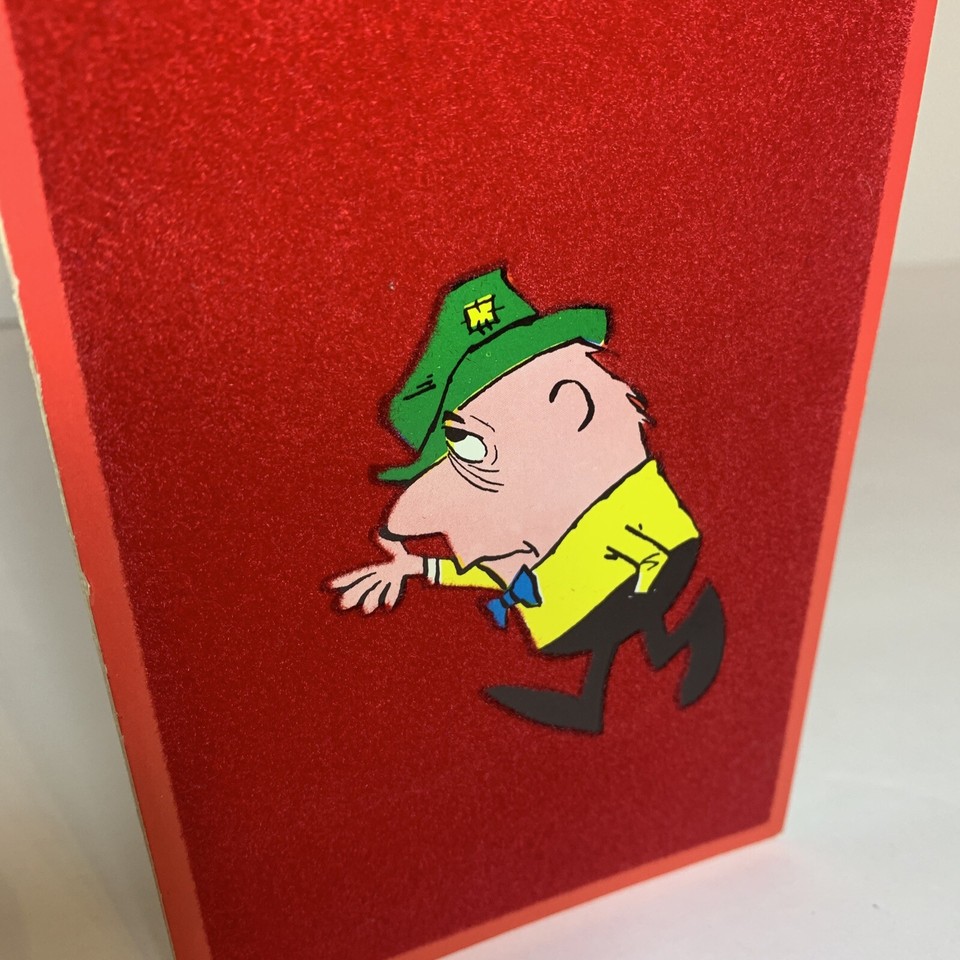 Red Flocked Greeting Card 1968 United Card Co Unused Go Ahead Vintage ...