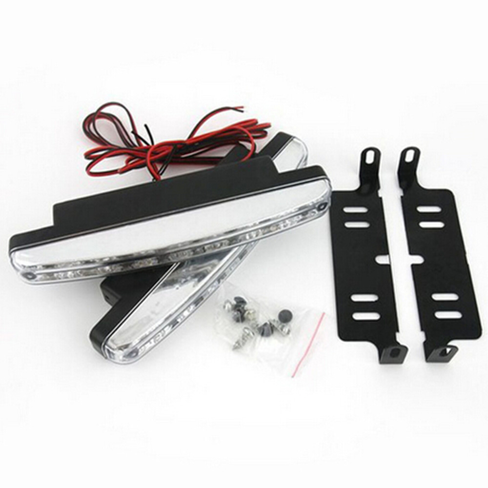 1 Pair Car Daytime Running Light DRL Daylight 8 LED Euro Fog Lamp Day ...