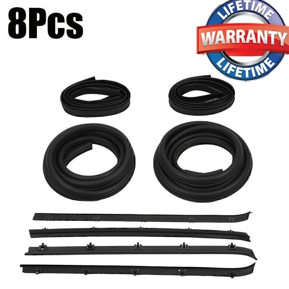 Front Door Window Run Sweep Felts Weatherstrip Seals Kit Set for Chevy ...