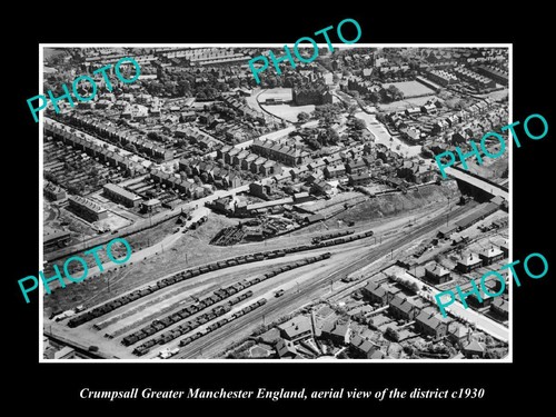OLD 8x6 HISTORIC PHOTO CRUMPSALL MANCHESTER ENGLAND TOWN AERIAL VIEW ...