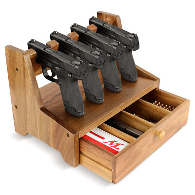 Tactical45 Gun Safe Pistol Rack - 4 Handgun Pistol Stand with Ammo ...