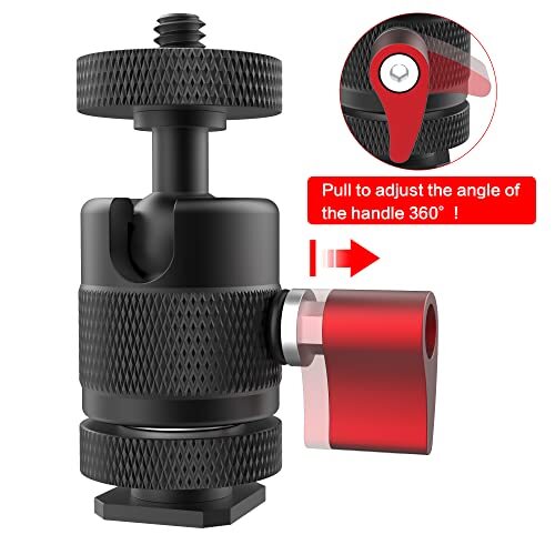 Aluminum Ball Head Mount Adapter with 1/4” Screw Hot Shoe 360 Degree ...