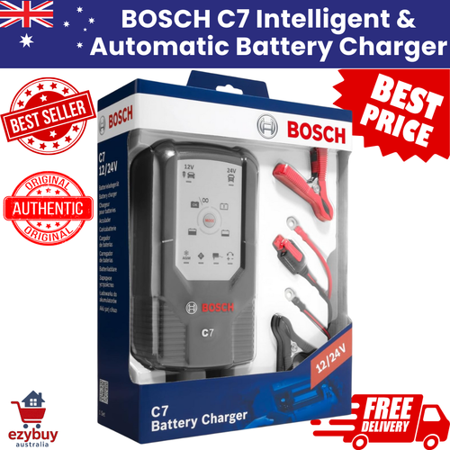 BOSCH C7 Intelligent and Automatic Battery Charger (12V-24V/7A) with AU ...