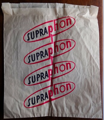 Vintage Supraphon Czech Record Shop LP Paper Bag + Reciept (1970 ...