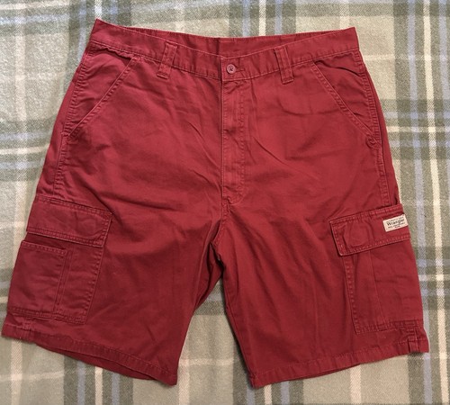 Wrangler Cargo Shorts Mens 36 Red 9.5” Inseam Flat Front Utility Pocket ...