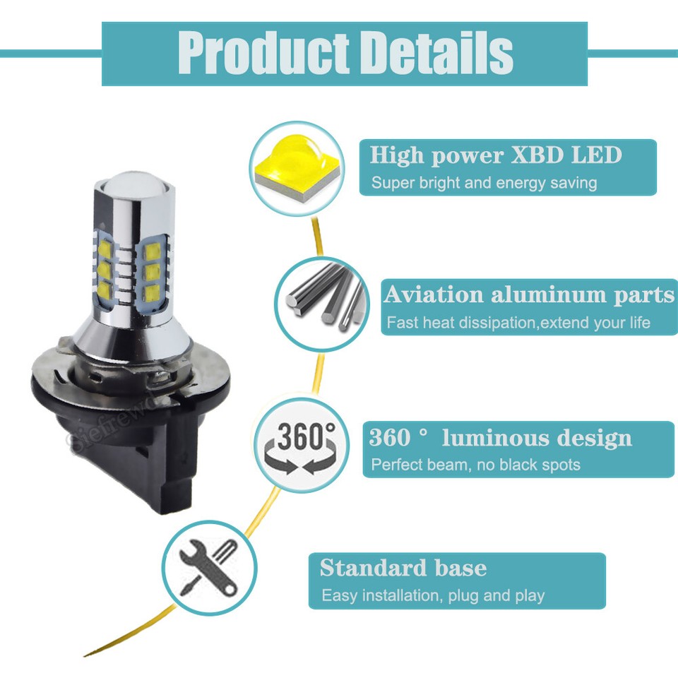 H11B LED Headlight Bulbs Conversion Kit High and Low Beam White Super ...