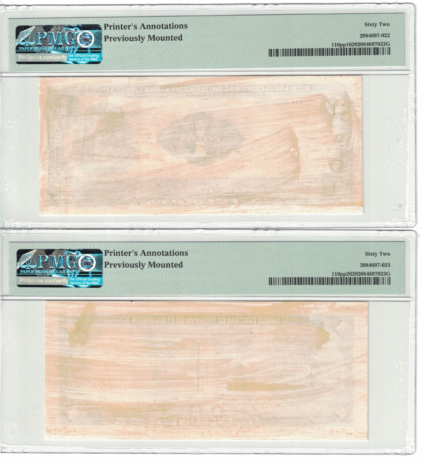 El Salvador - Progressive Proof 1 Colon 1970 Pick# 110pp1,2 PMG: 62 UNC ...