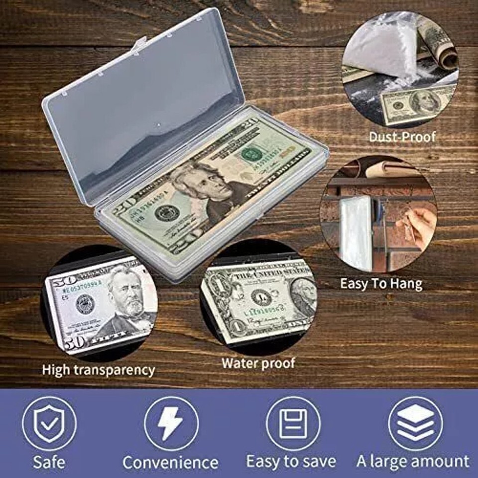 500×Currency Sleeves Paper Money Bill Holder Banknote Storage Protector ...