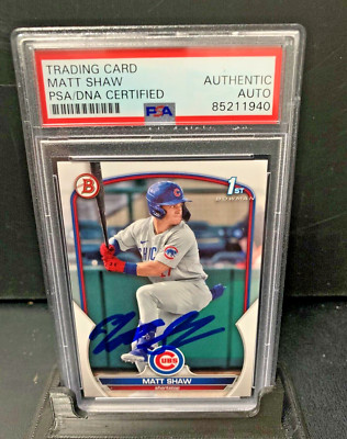 Matt Shaw autograph signed 2023 Bowman baseball card PSA SLAB Chicago ...