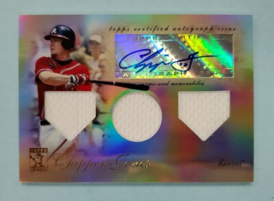 2009 Topps Tribute Chipper Jones Auto Triple Jersey #TTAR-CJ Card /99 ...
