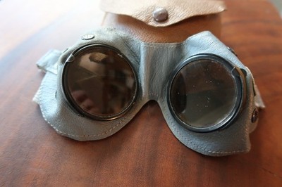 WW2 German Wehrmacht Afrika Korps Rommel Dust Goggles Grey Leather w ...