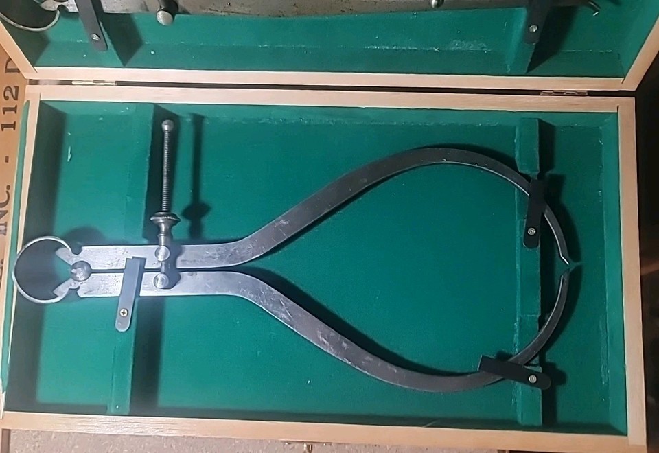 VTG 3 PIECE MACHINIST DRAFTING TOOL SET AMT IN WOOD BOX CALIPERS | eBay