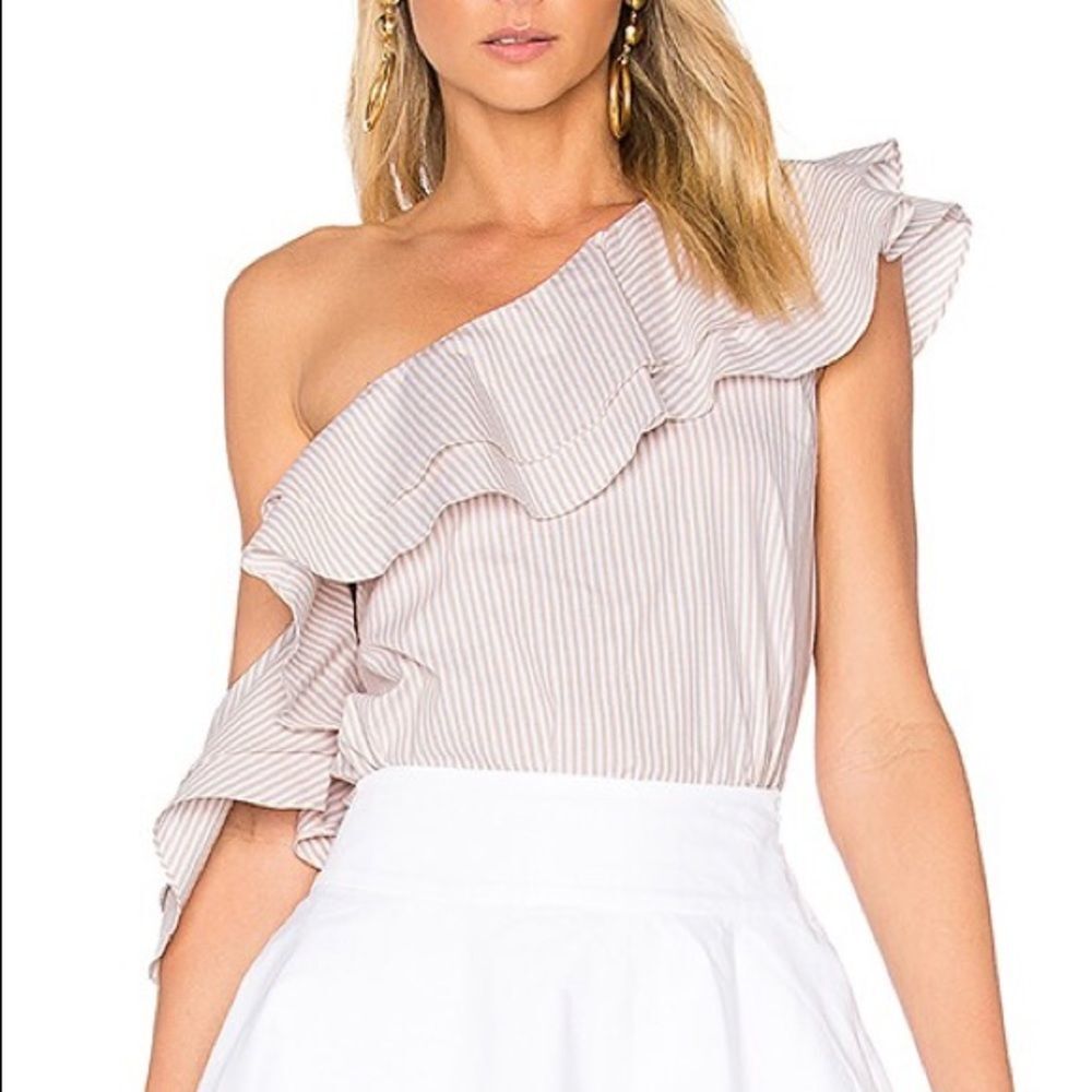 L’Academie X Revolve The Asymmetric Ruffle Top - Gem