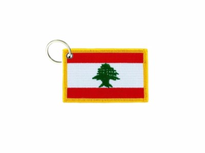 Keychain keyring embroidered embroidery patch double sided flag lebanon ...