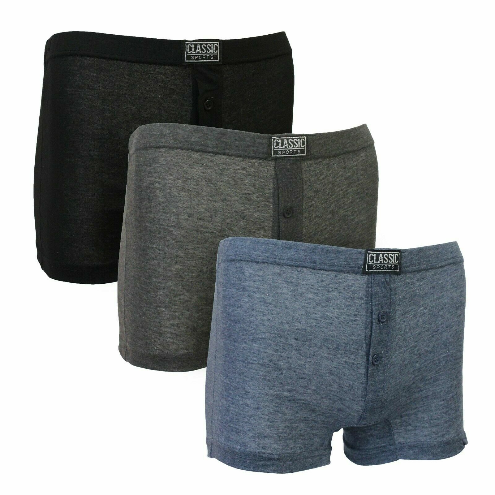 6 Pack Mens Classic Sport Fashion Cotton Rich Plain Boxer Short Trunks ...