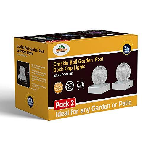 2 Pack Solar Fence Post Ball Cap Lights Warm White Outdoor Garden ...