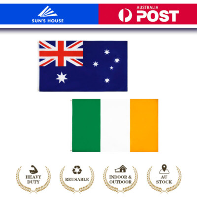 2X 150x90cm Australian Irish Ireland Heavy Duty Flag Aussie Australia ...