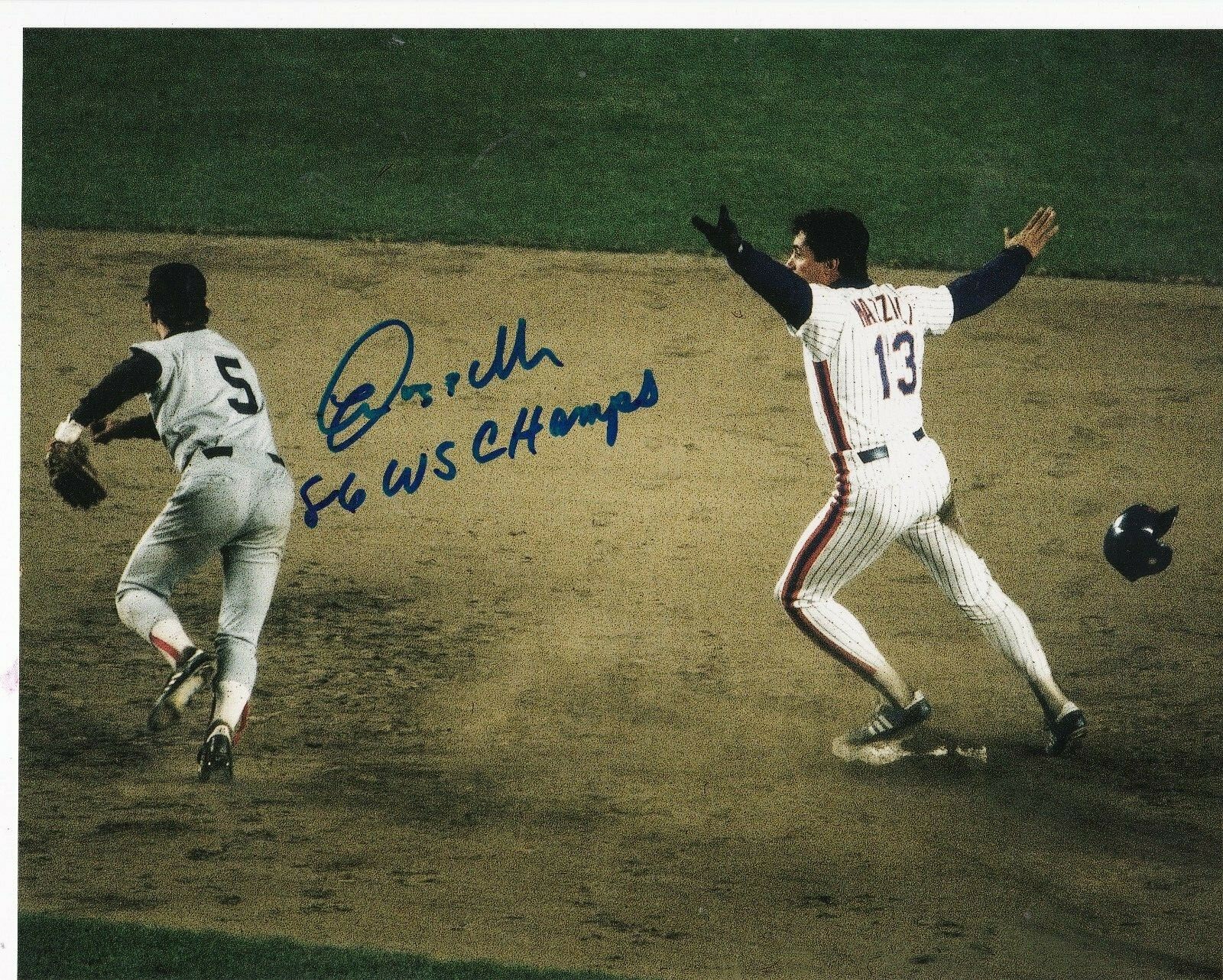 LEE MAZZILLI NEW YORK METS 86 WS CHAMPS PSA AUTHENTICATED ACTION SIGNED ...