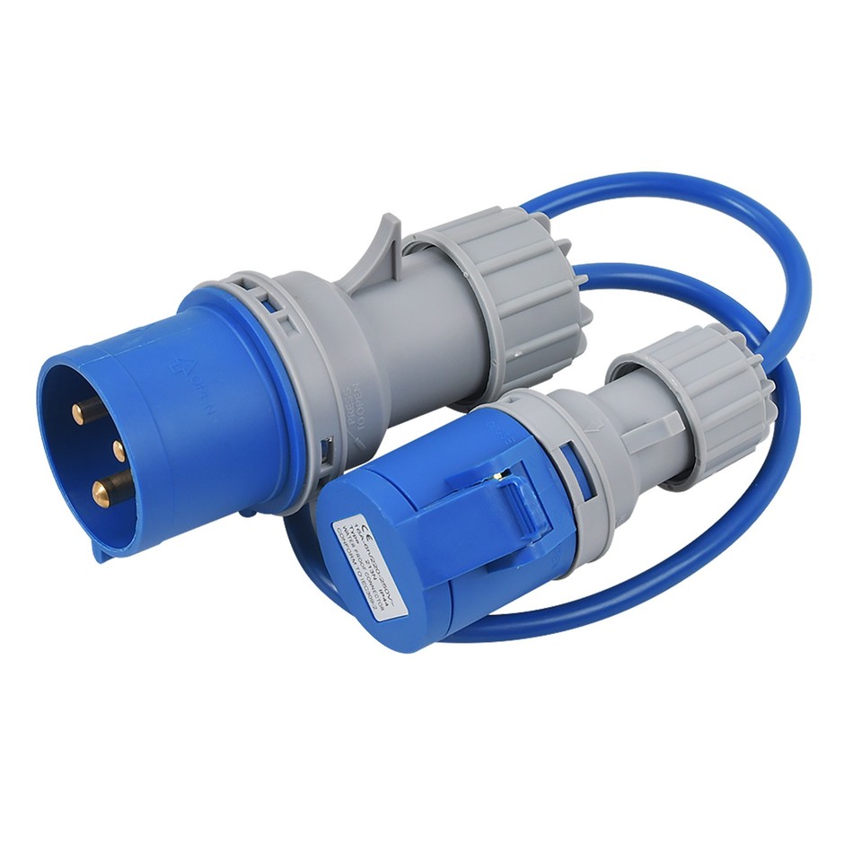 32Amp Plug to 16Amp Socket Adaptor fly lead arctic flex 3x 2.5mm cores ...