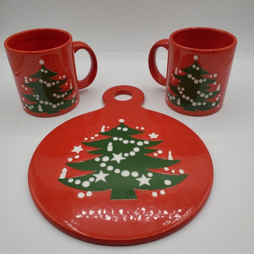 Waechtersbach West Germany Christmas Tree Mugs x2 & 8" Serving Plate ...