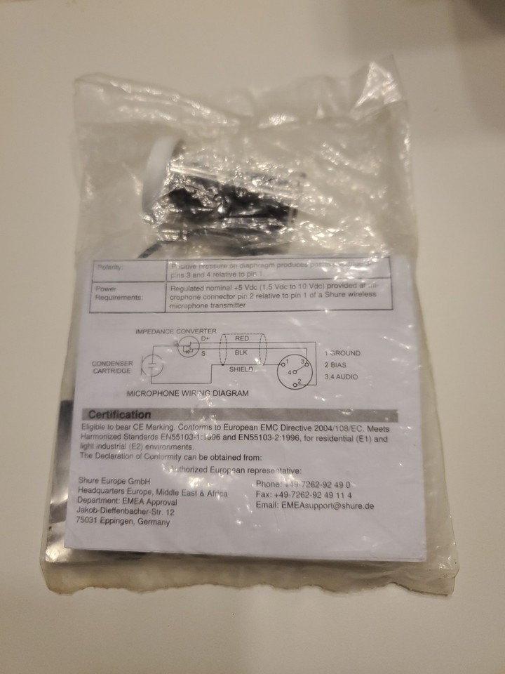 Shure WL183 Omnidirectional Lavalier Microphone RF Filtering | eBay