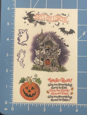 Happy Halloween PSX Designs Sticker Sheet Haunted House Ghosts Witch ...