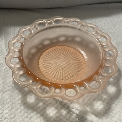 Vintage old colony pink depression lace edge dish 7.5” | eBay