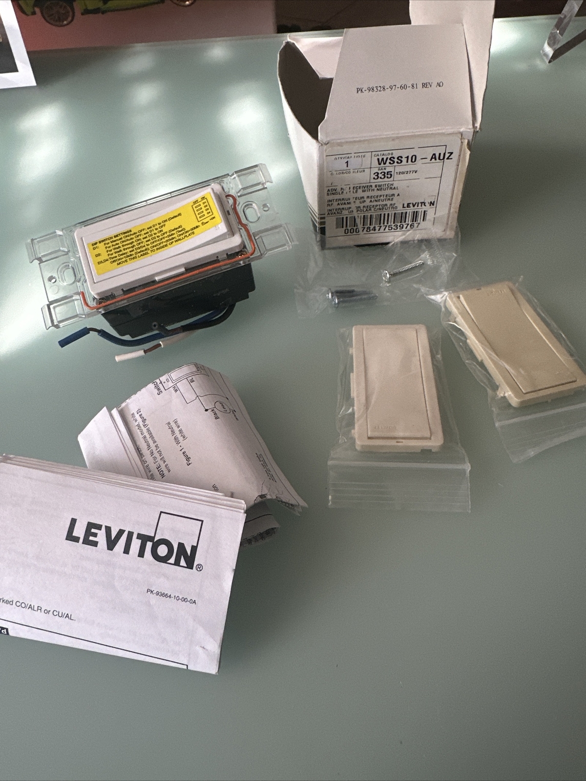 LEVITON WSS10-AUZ LevNet RF ENOCEAN WIRELESS WALL SWITCH RECEIVER W ...