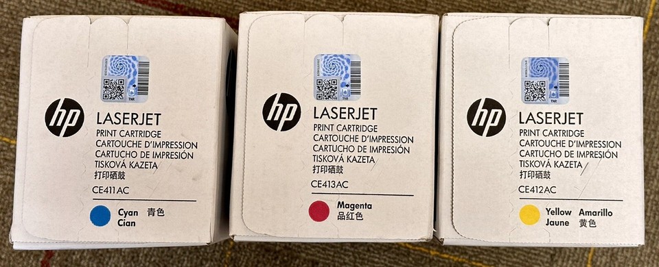 3 Genuine HP Laserjet 305A Color Toner Cartridges CE411A CE412A CE413A ...