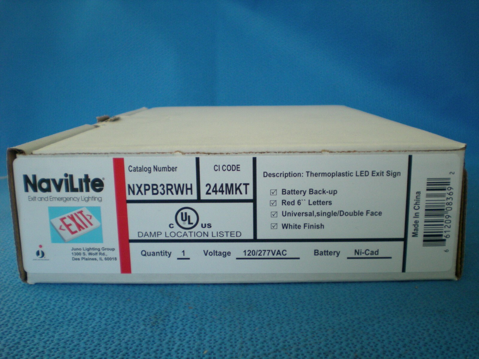 Juno Lighting NXPB3RWH Navilite NXPB Series LED Exit Sign Single/Double ...