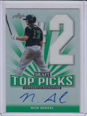 NICK SENZEL 2016 Leaf Metal Draft Top Picks Green AUTO RC #'d 1/5 Rare ...