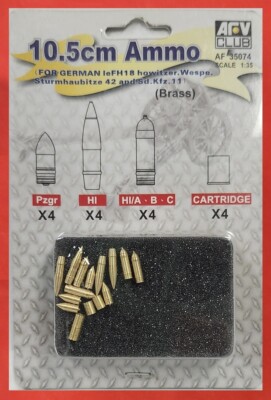 AFV Club AF35074 Turn Brass 1/35 German 10.5cm Ammo for leFH18, Wespe ...
