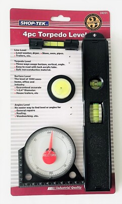 4-Pc Magnetic Torpedo level set , Line Level, Surface Level and Angles ...