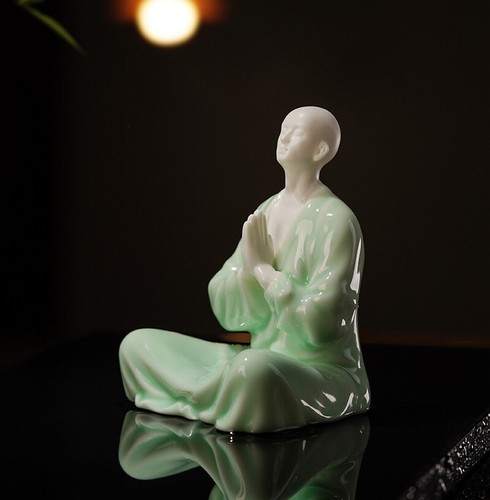 Bodhis Chinese Porcelain Monk Statue Buddha Buddhism Zen Figure Table ...